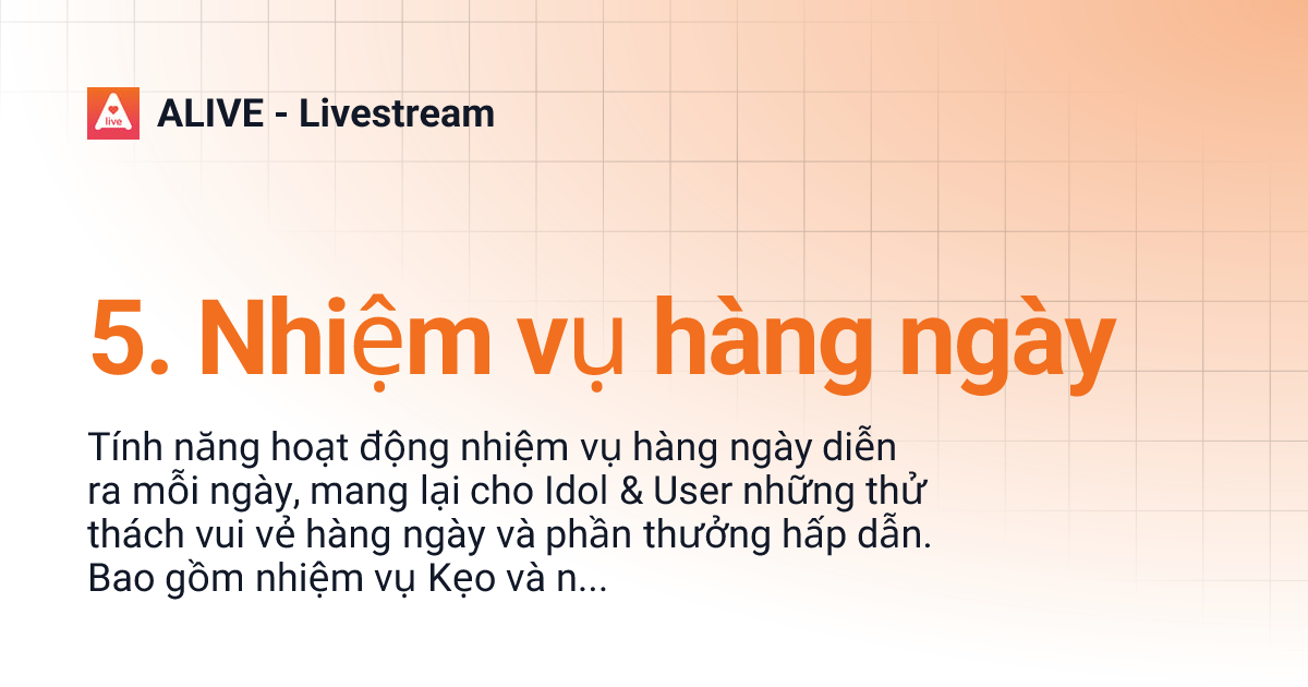 5. Nhiệm vụ hàng ngày | ALIVE - Livestream